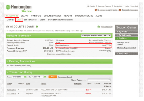 Huntington Routing Number - Wire Transfer, Direct Deposit Huntington Routing Number - Wire Transfer, Direct Deposit