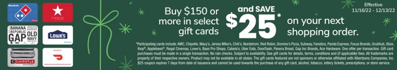 Safeway/Albertson’s: Get $25 Off Next Shopping Order w/ $150 Select ...