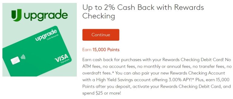MyPoints: Earn 15,000 Points w/ Upgrade Rewards Checking Sign-Up