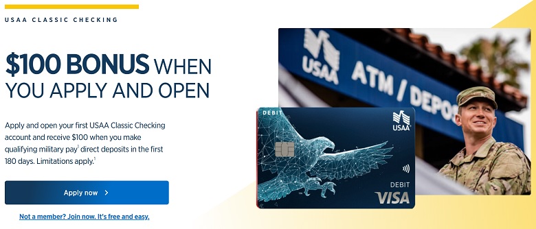 USAA Promotions: $100 Checking Bonus (Nationwide) - Ends 10/10/23