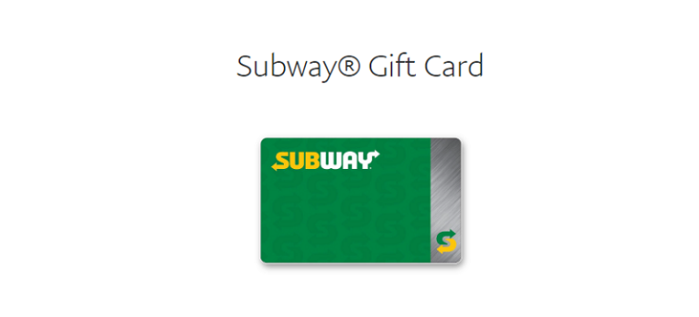 Paypal: Buy $25 Subway Gift Card for $20