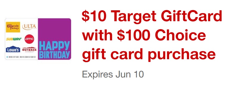 Target: Free $10 Target Gift Card w/ $100 Choice Gift Card Purchase ...